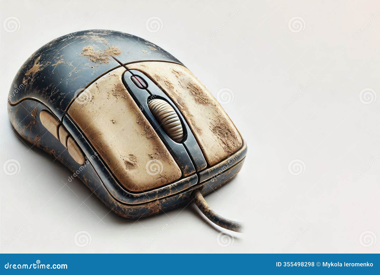 An Old Computer Mouse with Dirt. Space for Text. Stock Photo - Image of ...