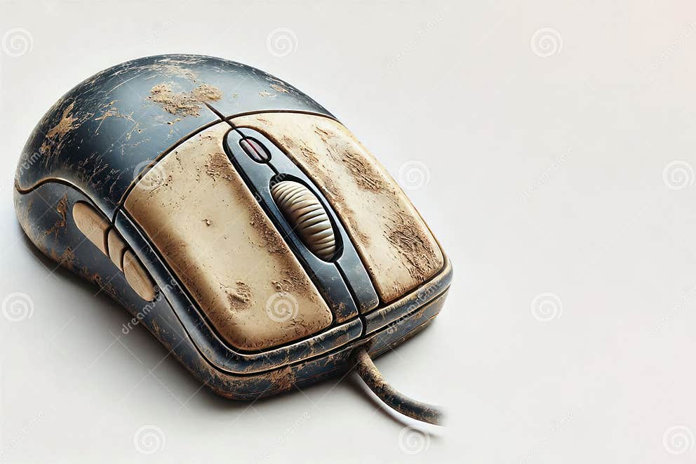 An Old Computer Mouse with Dirt. Space for Text. Stock Photo - Image of ...