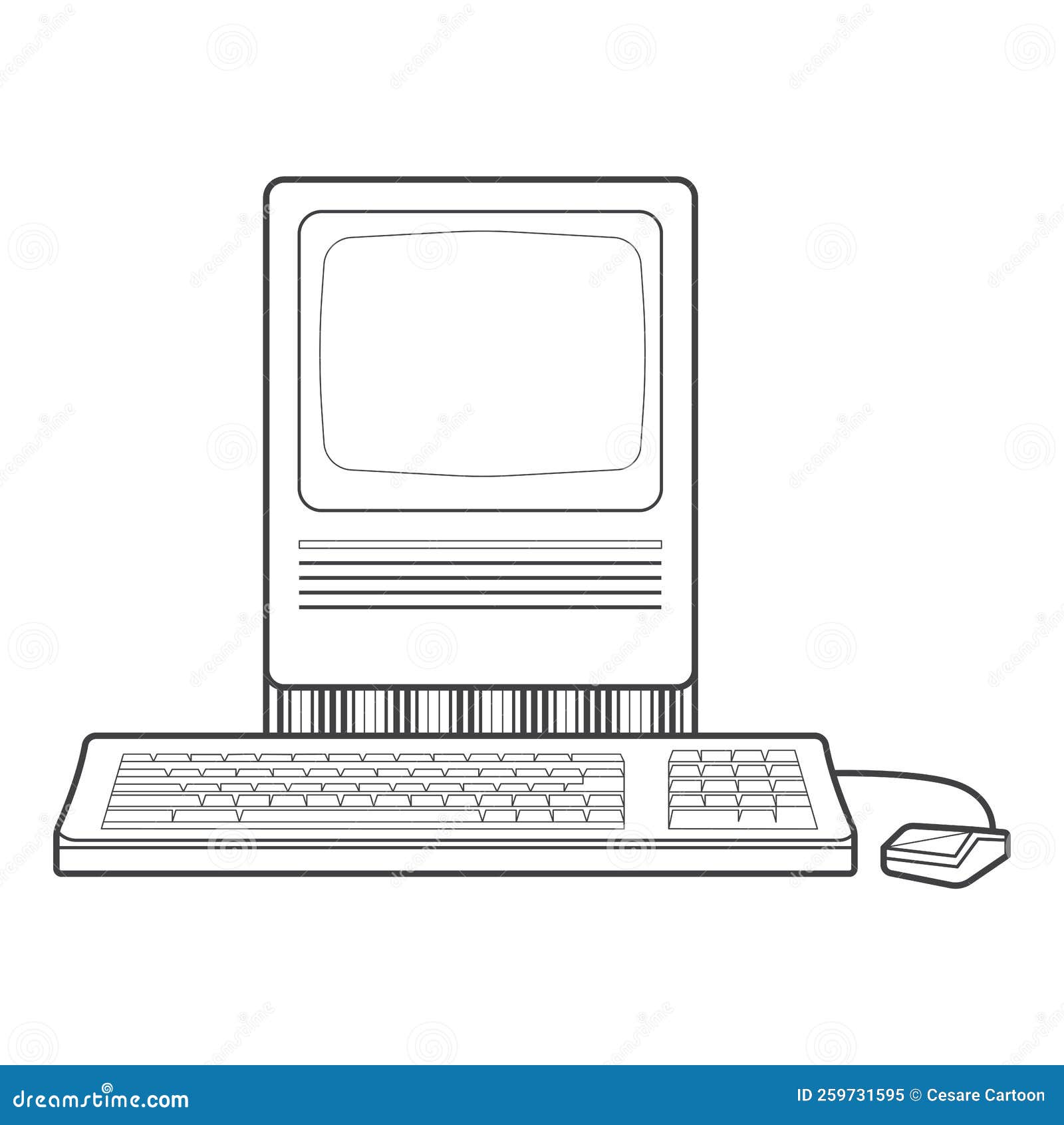 Old computer stock vector. Illustration of flat, cartoon - 259731595