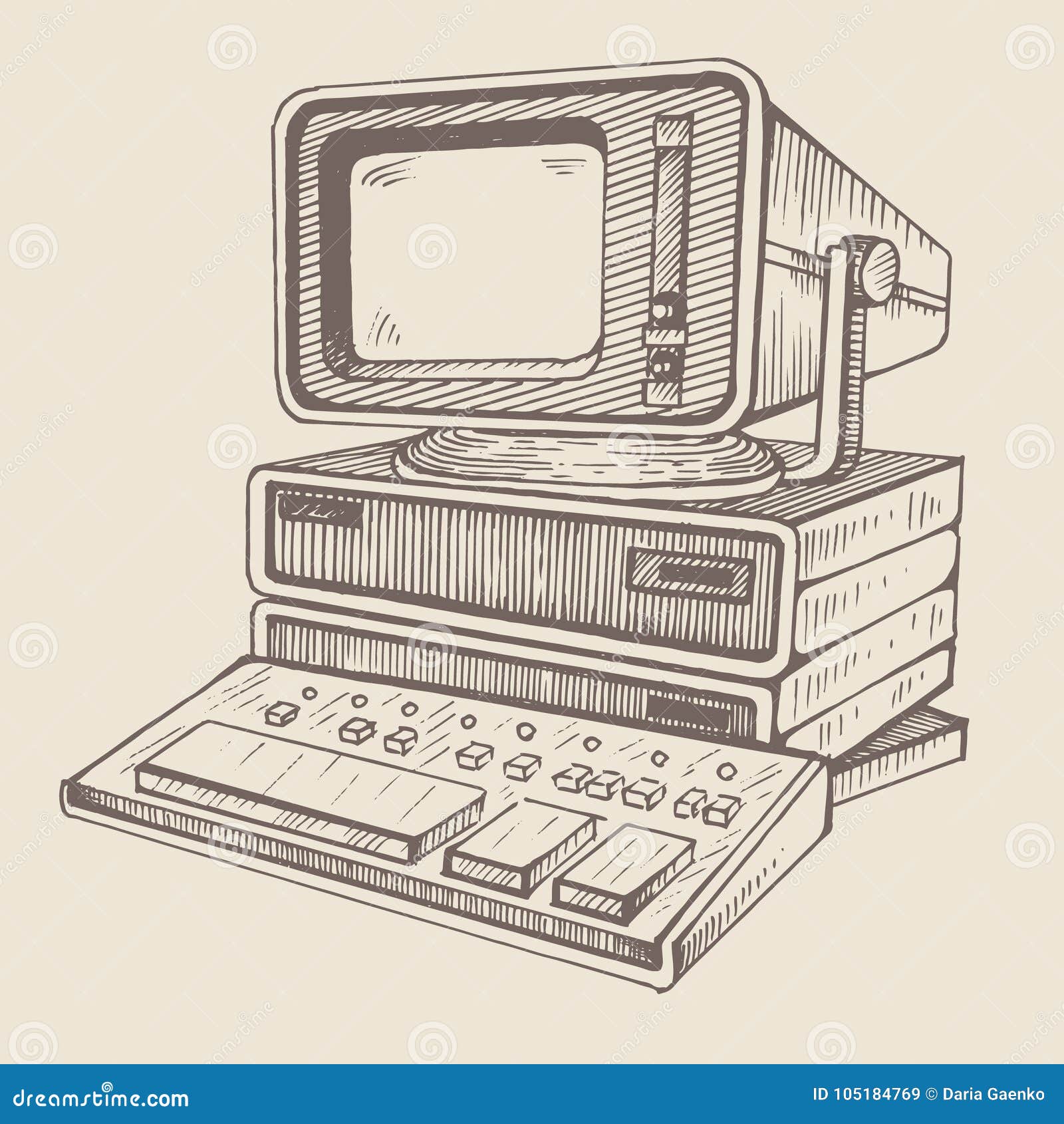 Old Computer, One of the Very First Stock Vector - Illustration of ...