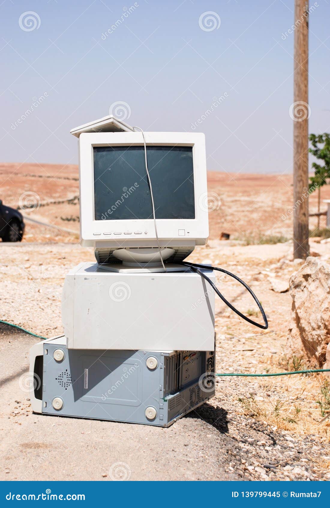 Old computer outside stock image. Image of electrical - 139799445