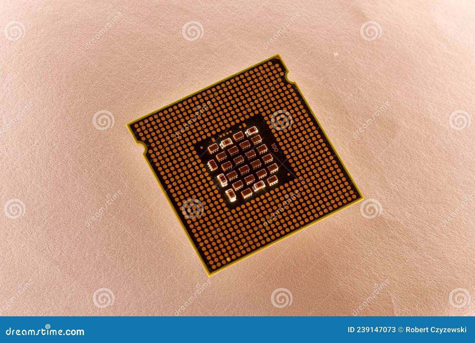 Old Computer Processor in Bottom View Stock Image - Image of chip ...