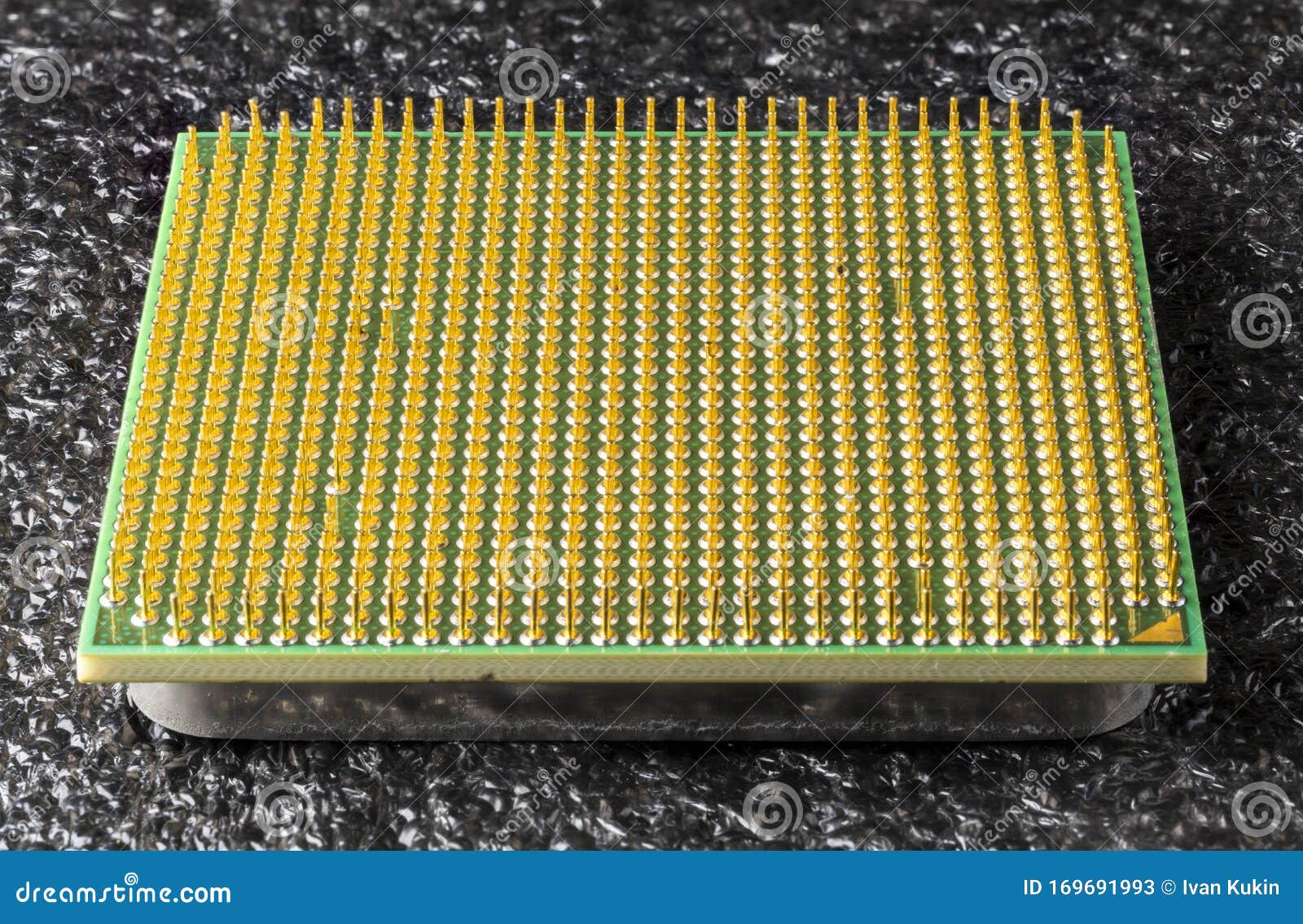 Old Computer Processor with Gold-plated Legs, on a Black Soft Backing ...