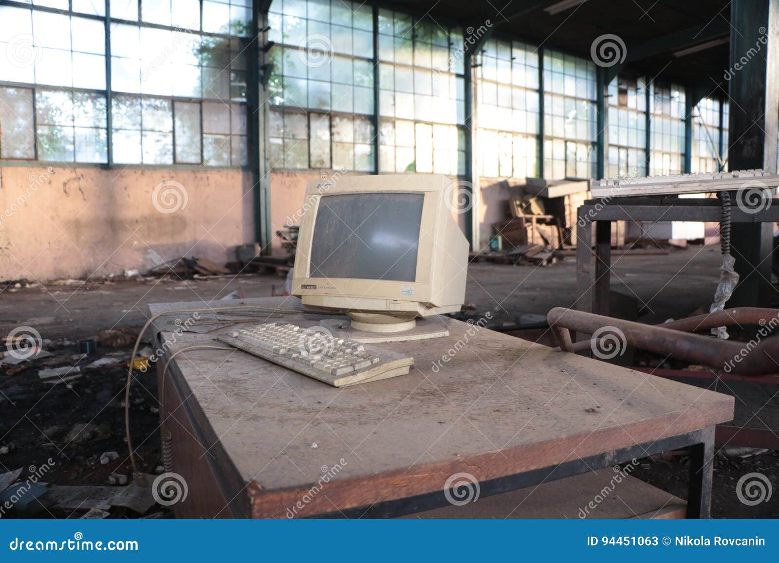 Old Computer in Ruined Factory Editorial Stock Photo - Image of classic ...