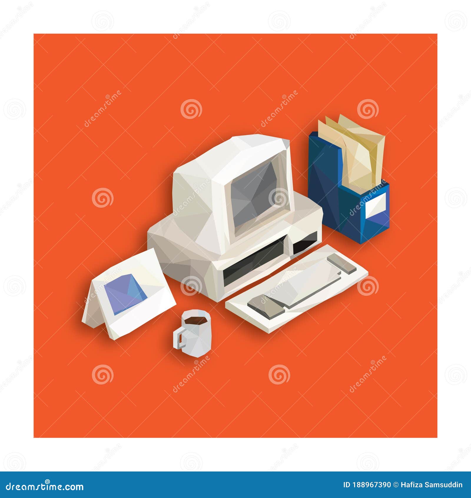 Old Computer Set. Vector Illustration Decorative Design Stock Vector ...