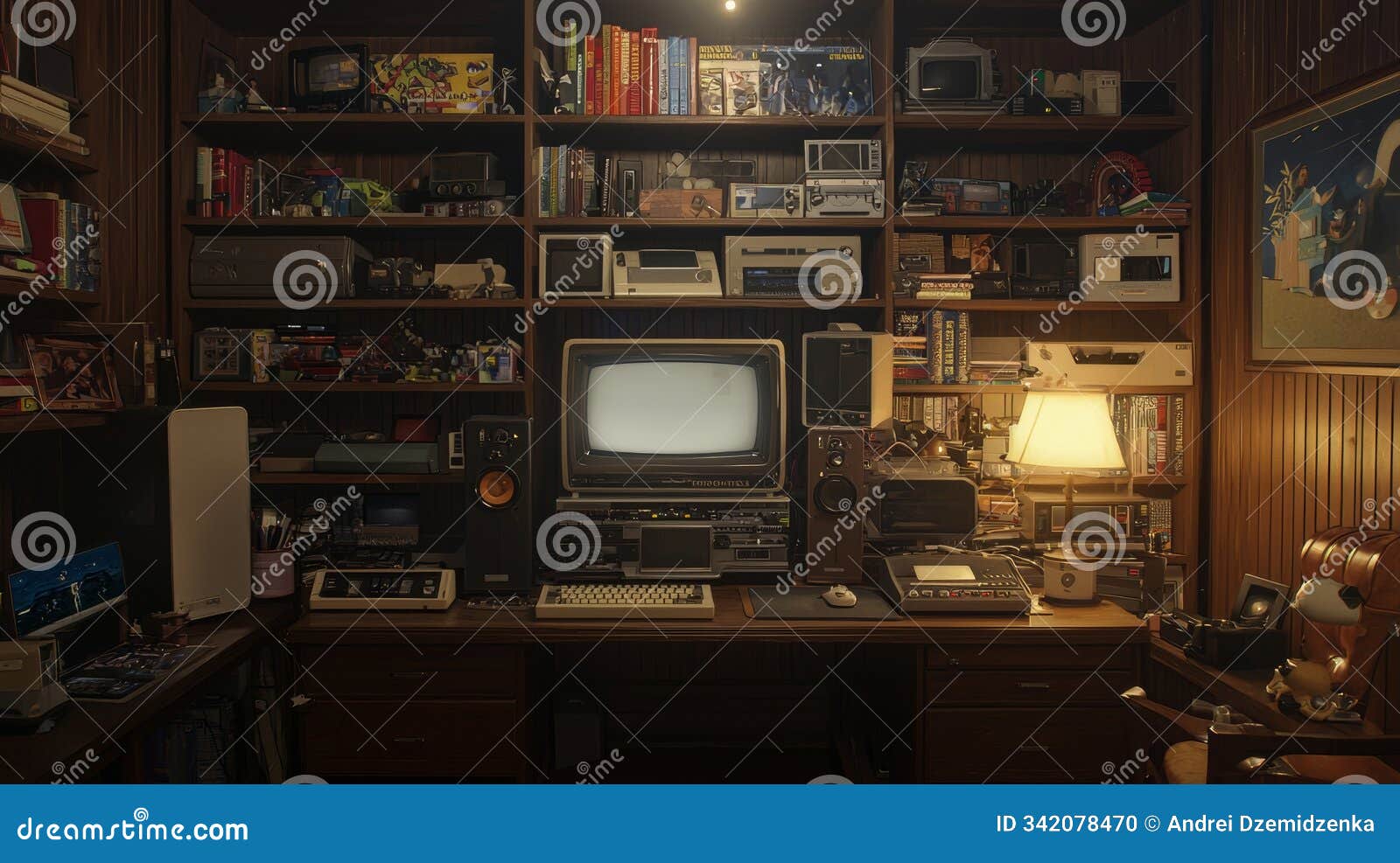 Old Computer Setup with Modern Smartphone and Gadgets, Mixing Old and ...