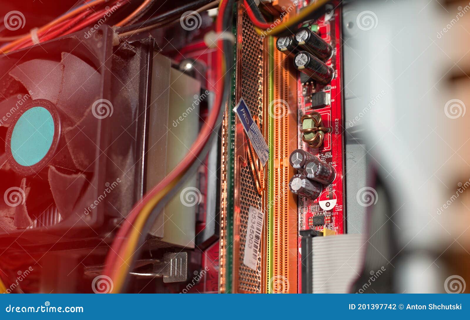 Old Computer System Unit Cooler with Dust Inside. Dust on the Computer Pc Processor Cooler with ...