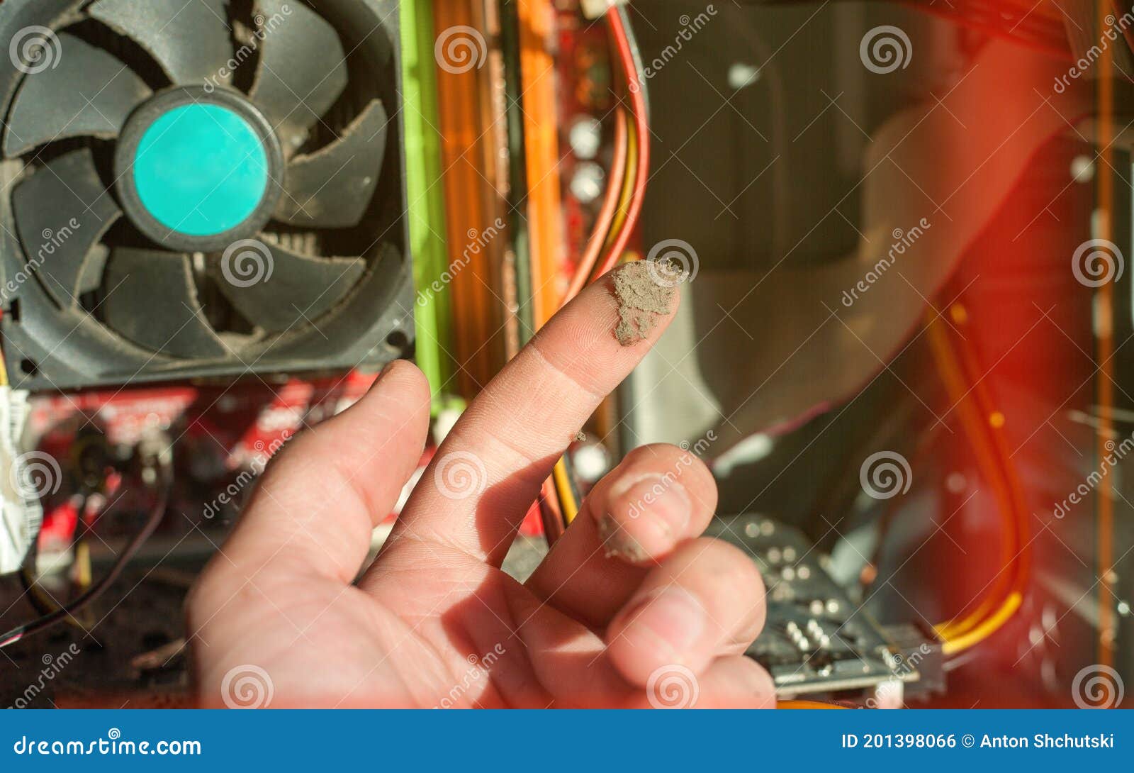 Old Computer System Unit Cooler with Dust Inside. Dust on the Computer ...