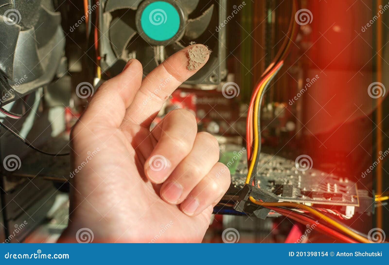 Old Computer System Unit Cooler with Dust Inside. Dust on the Computer ...