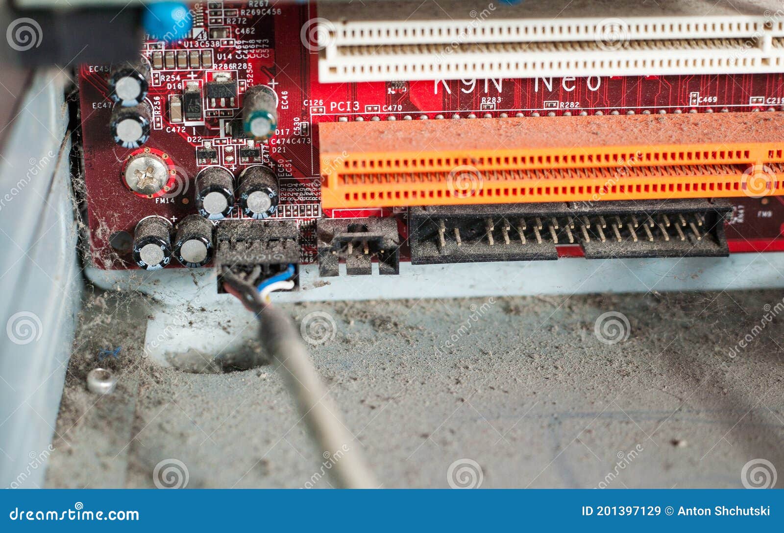Old Computer System Unit with Dust and Spiderweb Inside Stock Image ...