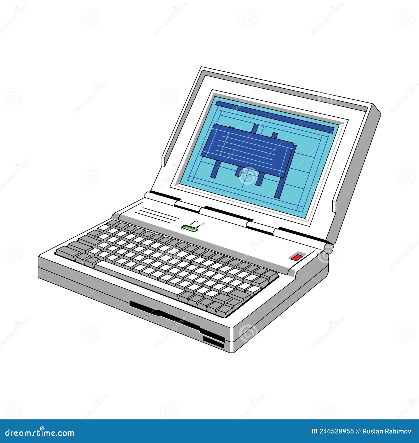 Old Computer Unit With A Monitor On A White Background In Eps 10 ...