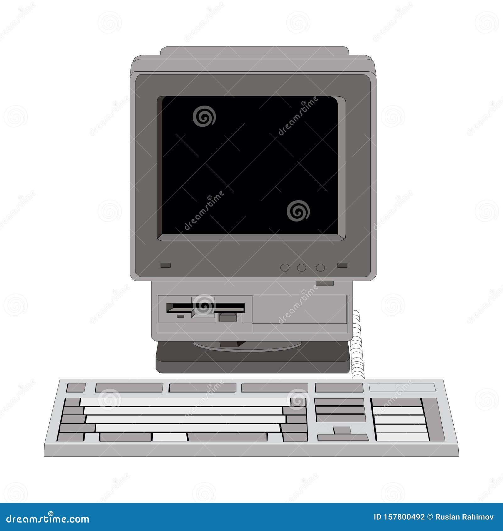 Old Computer Unit with a Monitor on a White Background Stock ...