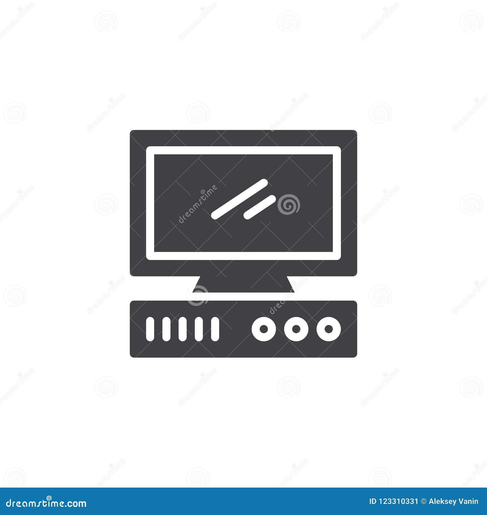 Old Computer vector icon stock vector. Illustration of device - 123310331