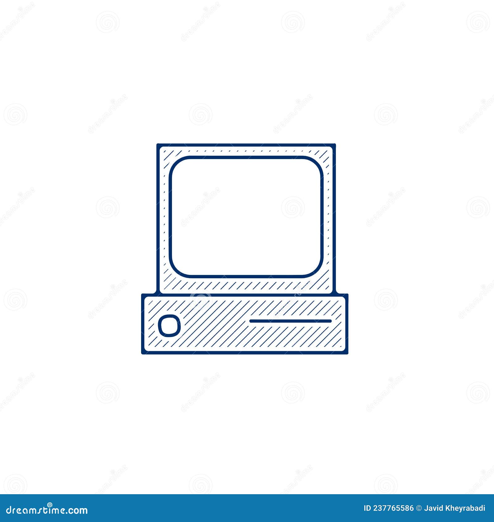 Old Computer Line Icon. Computer Linear Hand Drawn Pen Style Line Icon ...