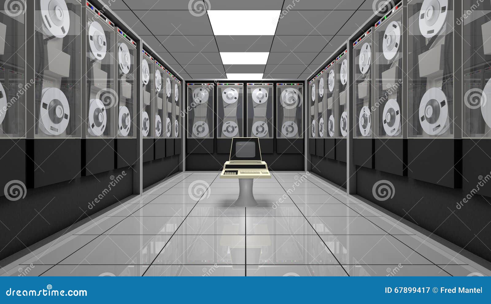 Old Computer in a Vintage Hardware Room Stock Illustration ...