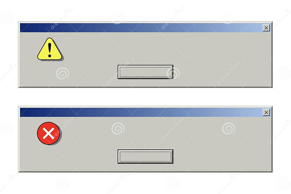 Old Computer Window with Error Message. Retro Pc Interface with Problem ...