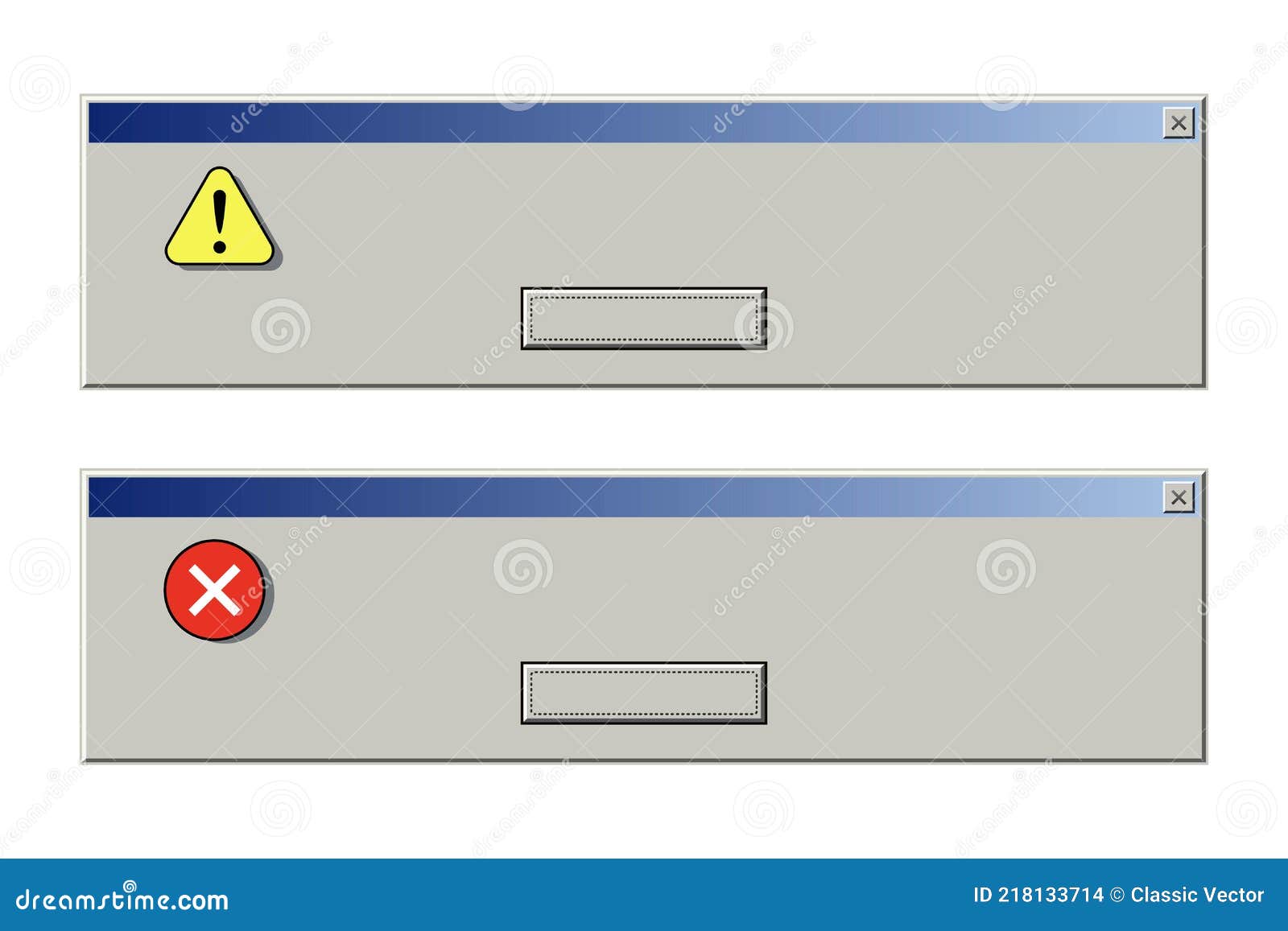 Old Computer Window with Error Message. Retro Pc Interface with Problem or Glitch, Vintage Web ...