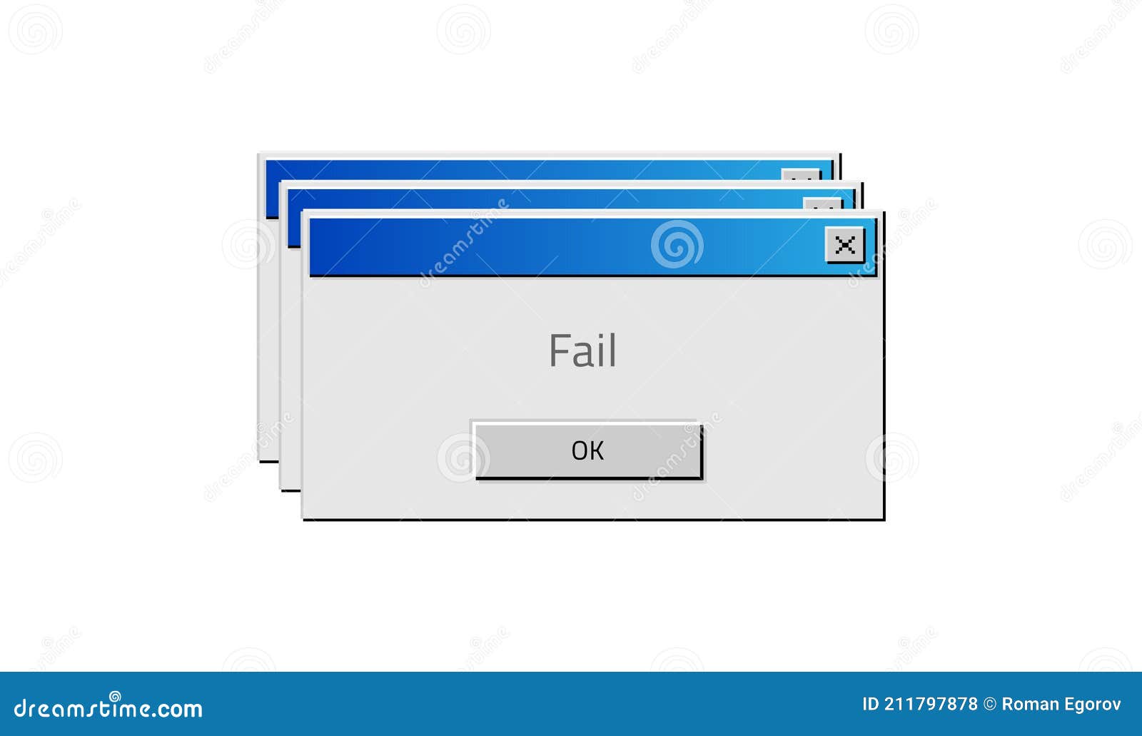 Old Computer Window Popup Fail Square Frame With System Error Message