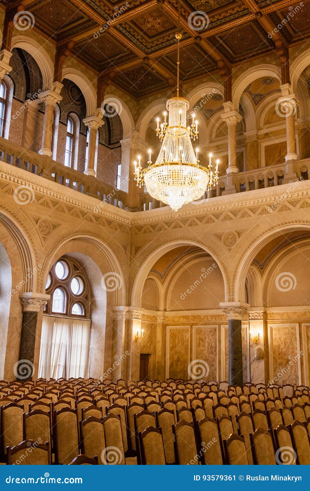 An Old Concert Hall with a Beautiful Chandelier Stock Image - Image of ...