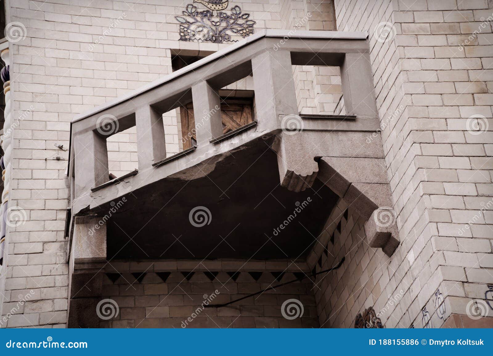Old Concrete Balcony on Old Concrete Building Stock Photo - Image of ...