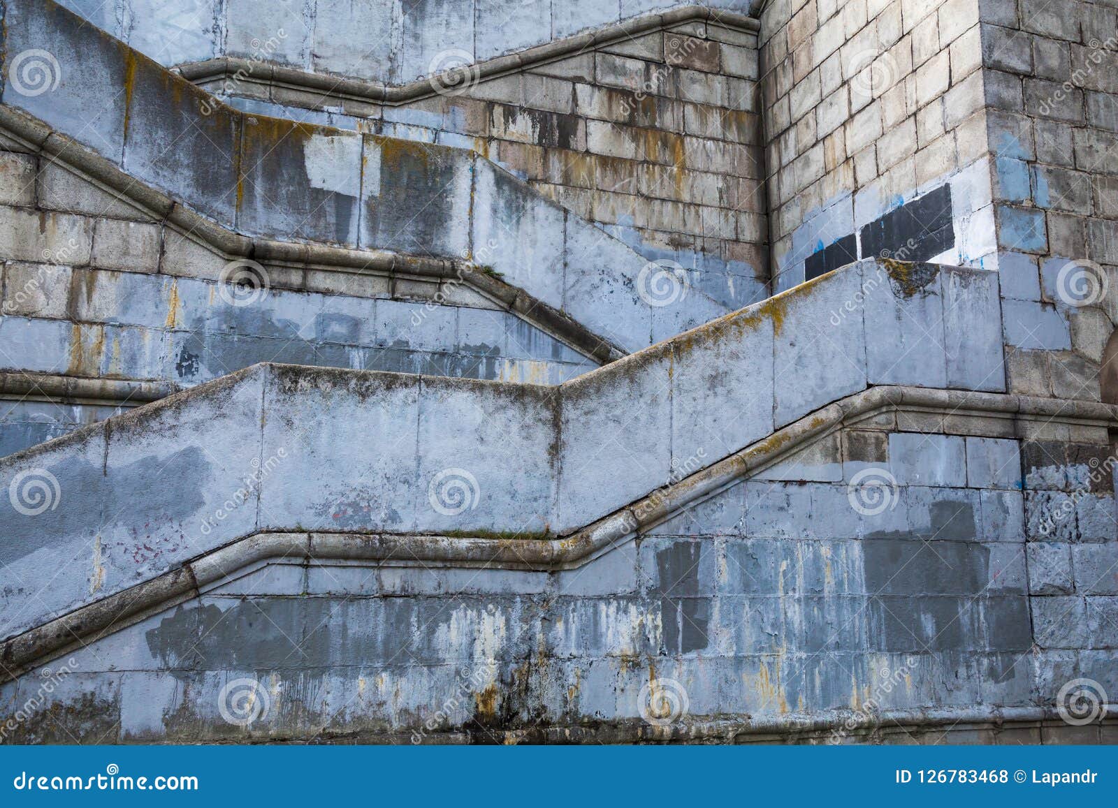 Old Concrete Building. Stairs Leading To the Bridge Stock Photo - Image ...