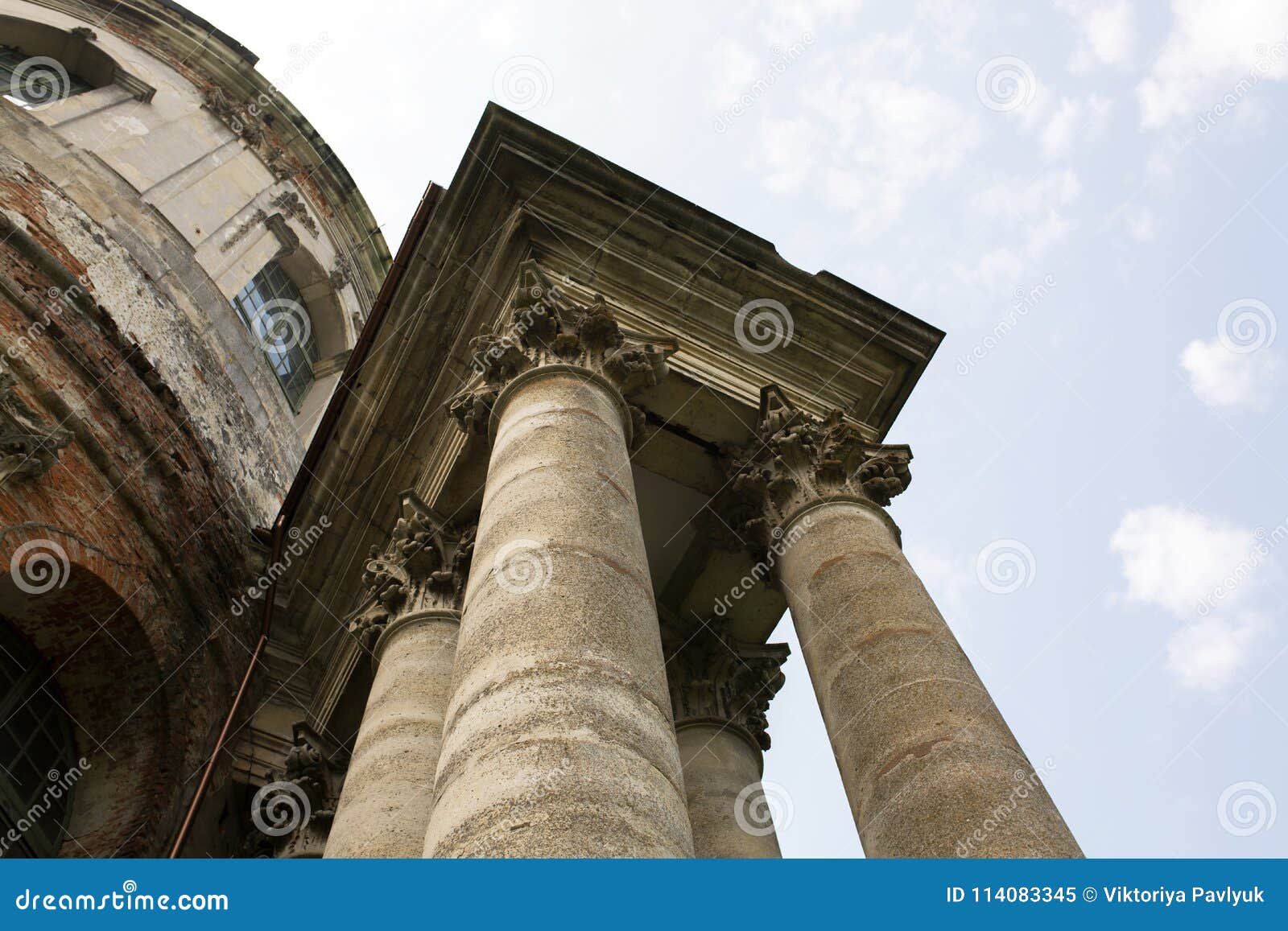 Old Columns on the Facade of the Building Stock Image - Image of light ...