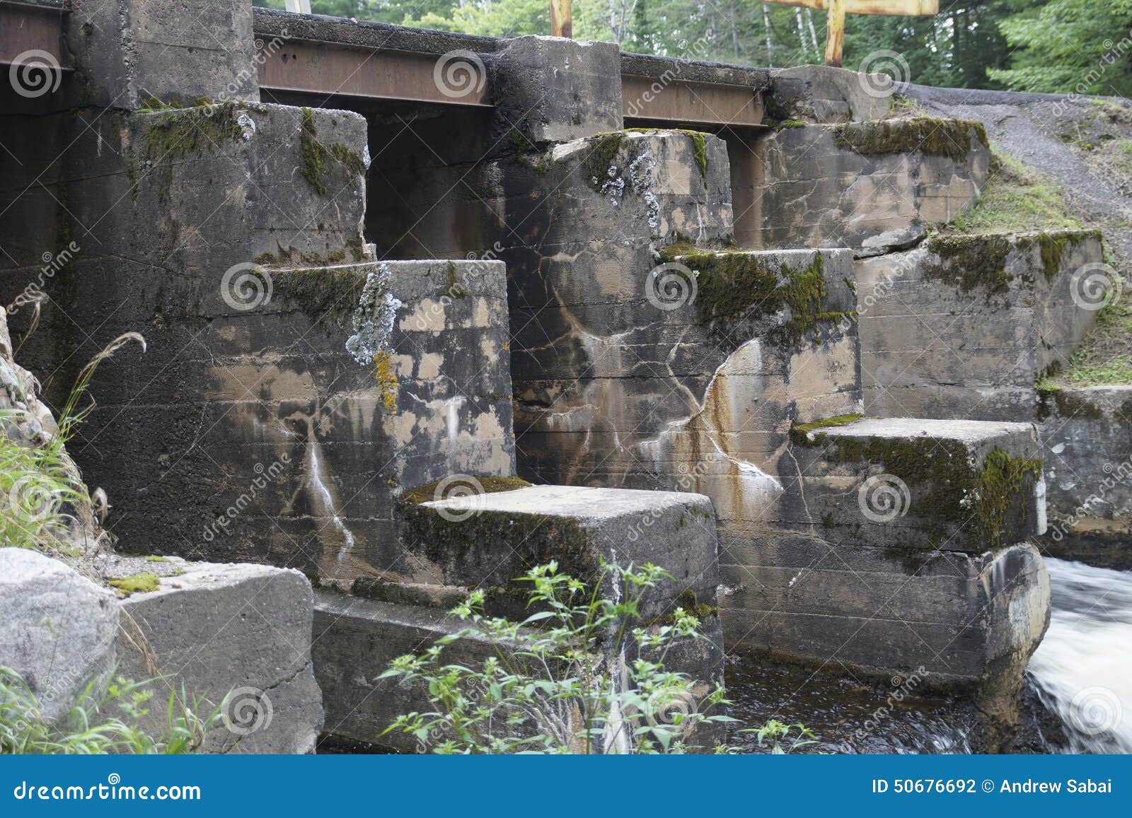 Old Concrete Dam stock photo. Image of moss, stream, river - 50676692