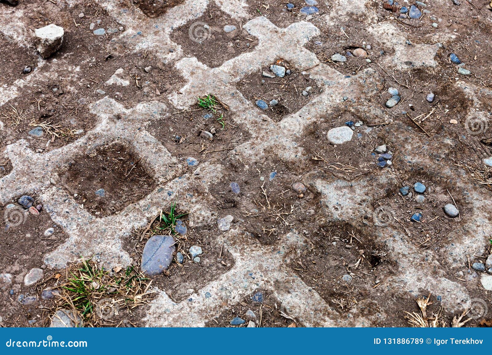 Concrete Grid on the Sidewalk Stock Image - Image of concrete, dirt ...