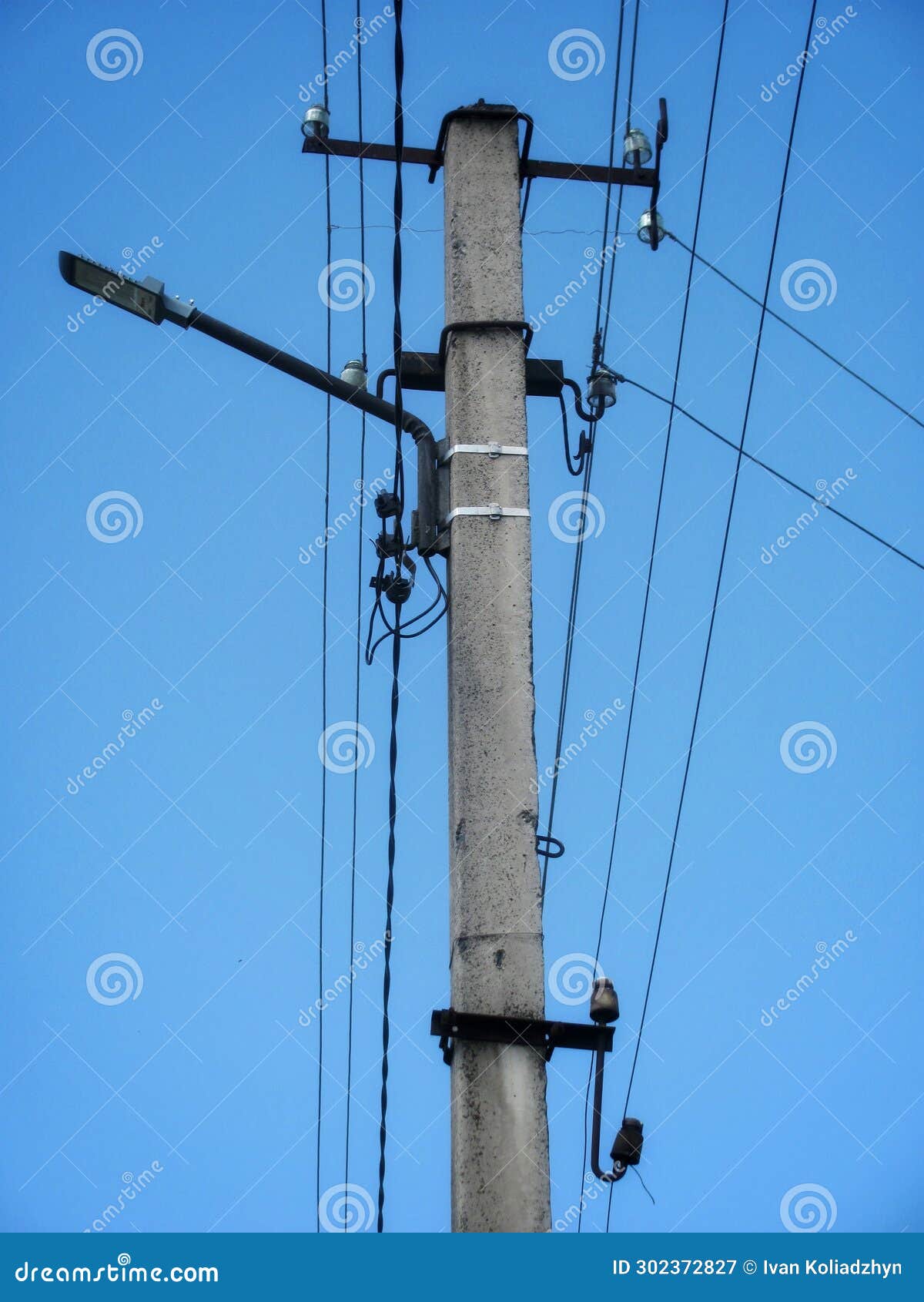 Old Concrete Power Line Pole Stock Image - Image of line, electricity ...