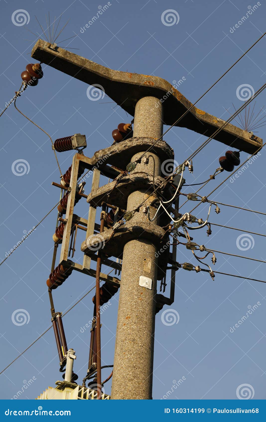 Concrete Power Line Post, Underground Power Cable Goes Into Overhead ...