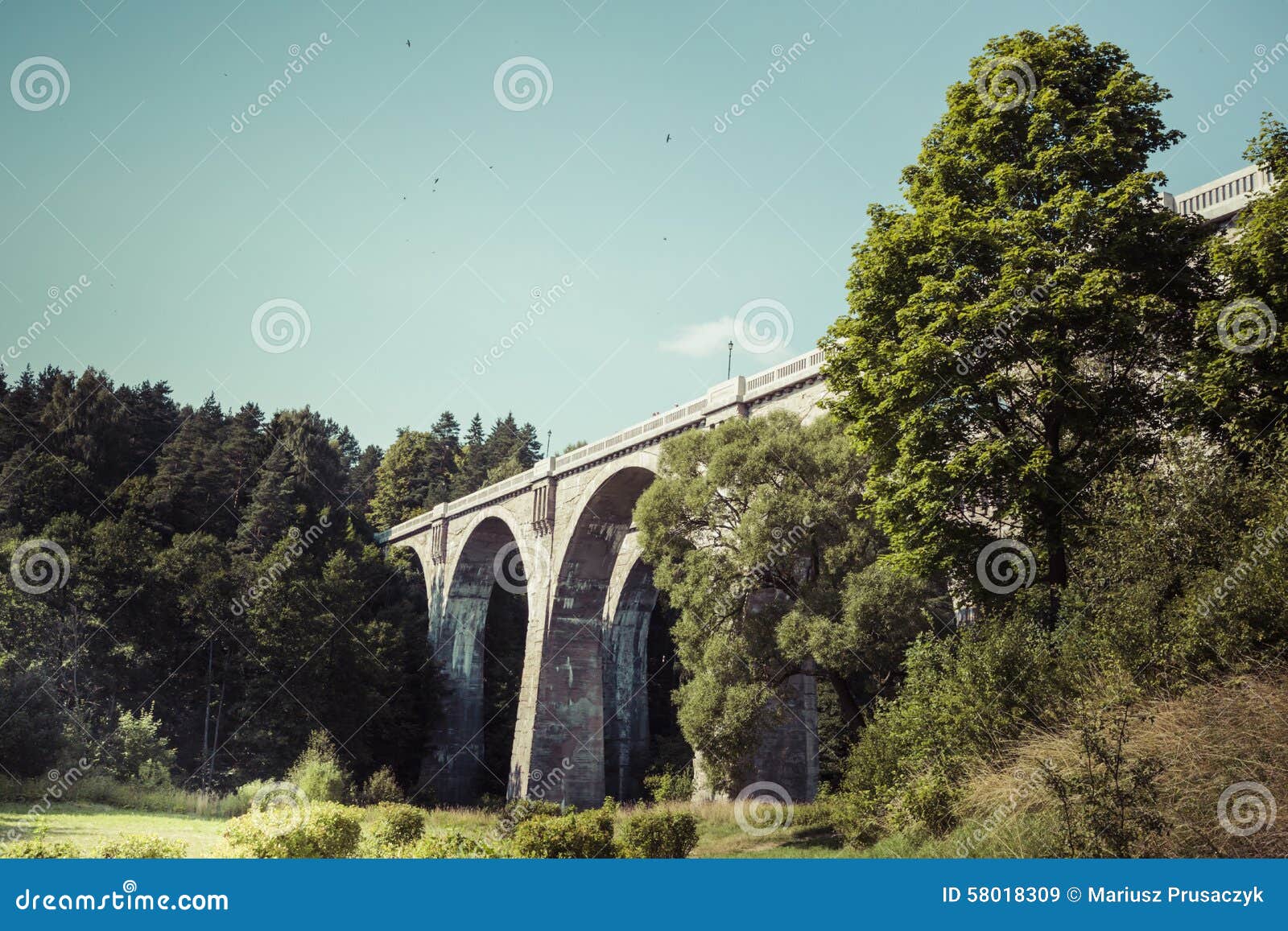 Old Concrete Railway Bridge in Stanczyki, Mazury, Poland Stock Image ...
