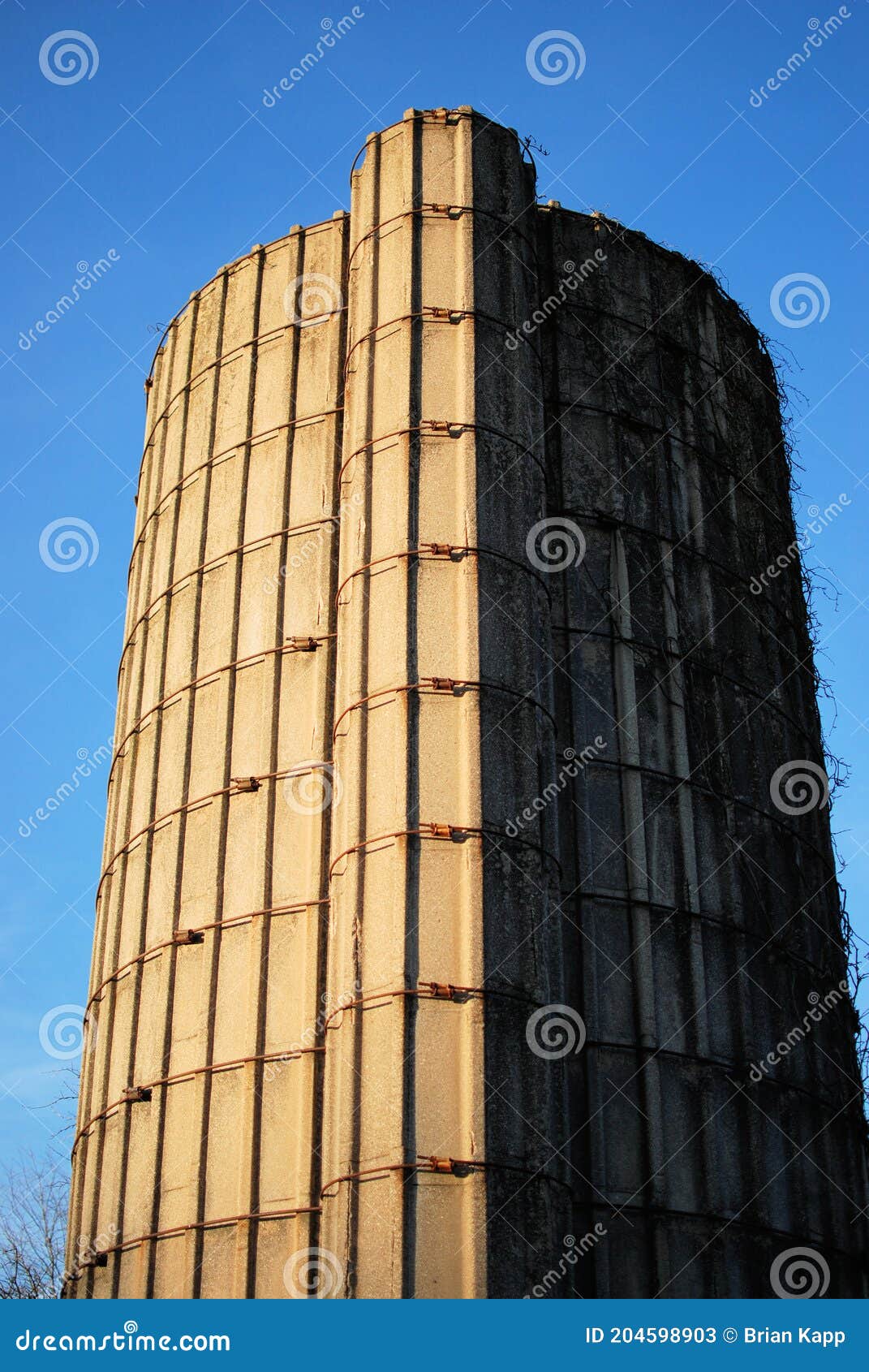 An Old Concrete Silo and the Chute on Its Side, in Northern Illinois ...