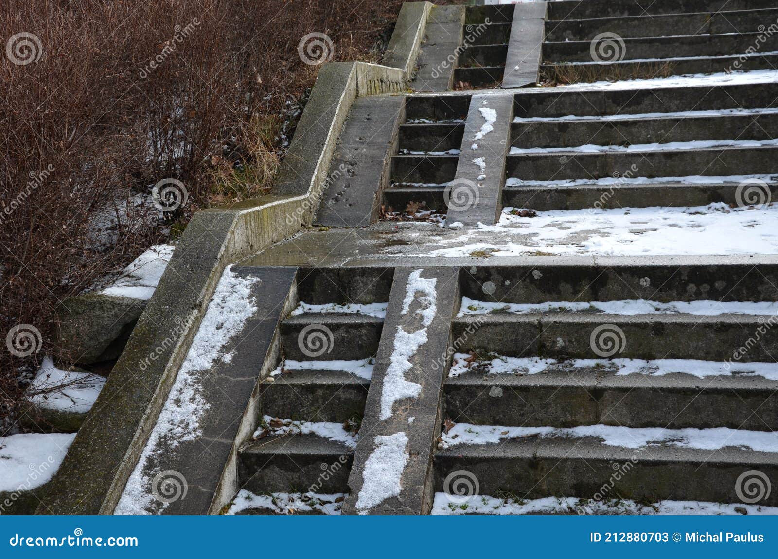 An Old Concrete Staircase with a Railing is Often an Obstacle for ...