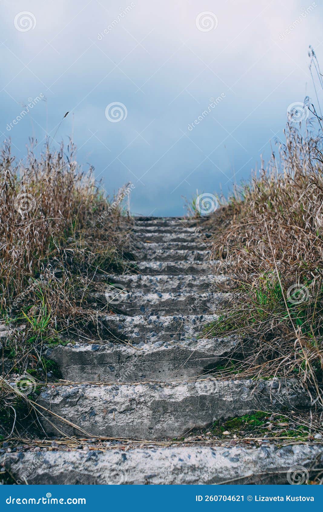 Old Concrete Staircase, Way Up, Broken Steps with Cracks Stock Image ...