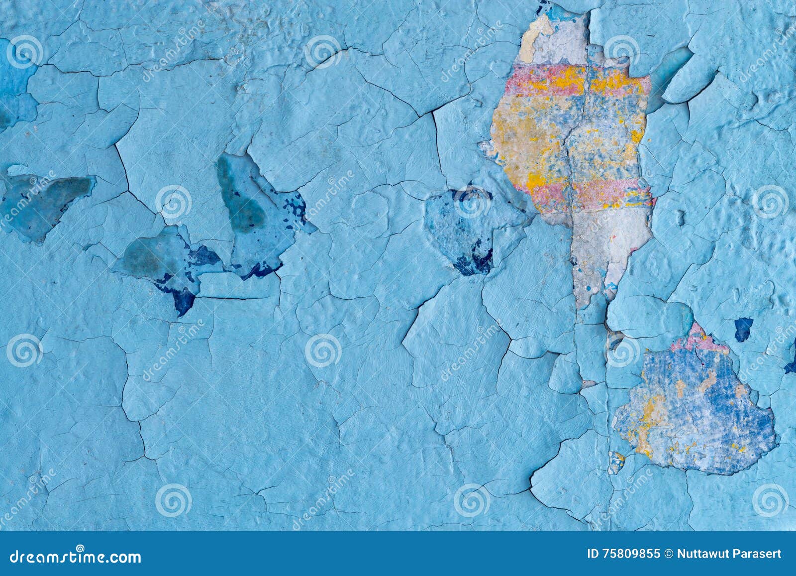 Old Concrete Wall Painted Blue Color Crackers, Stone Surface, Wa Stock ...