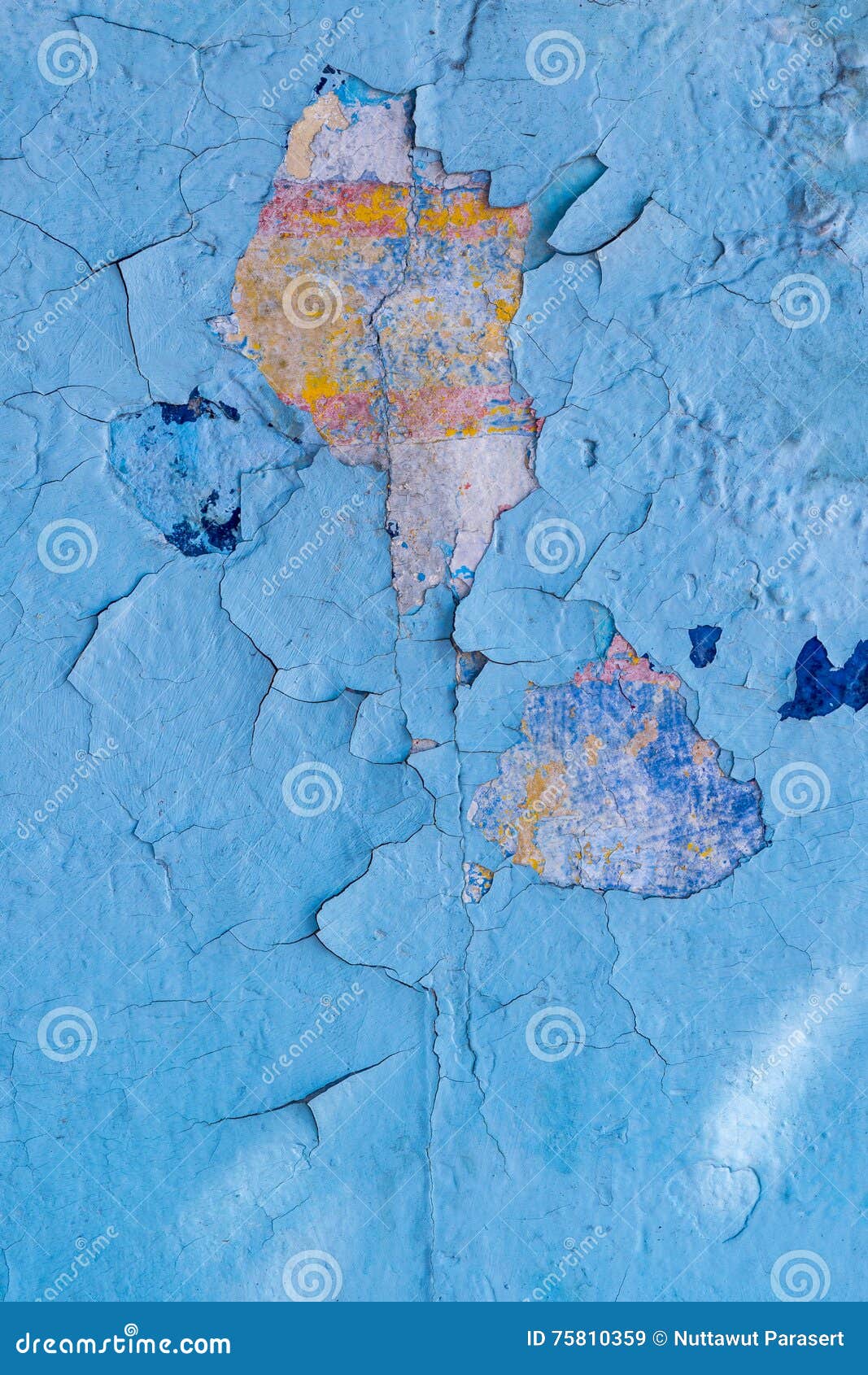 Old Concrete Wall Painted Blue Color Crackers, Stone Surface, Wa Stock ...