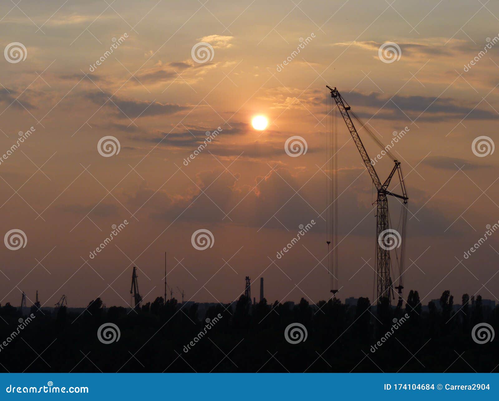 Old Construction Crane at Sunset Stock Photo - Image of steel, tower ...