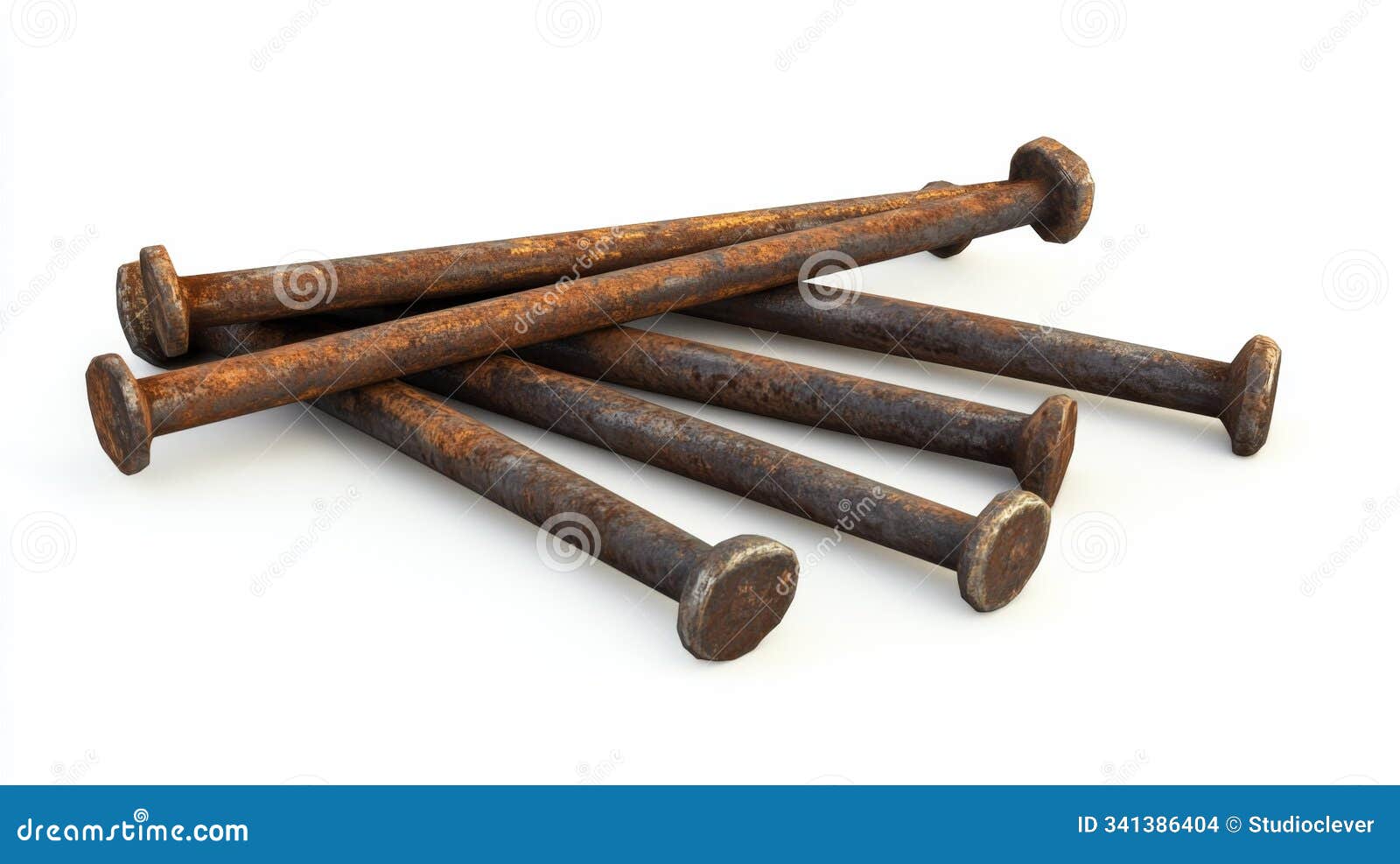 Old Construction Nails with Rust Lying in a Pile Isolated on a White ...