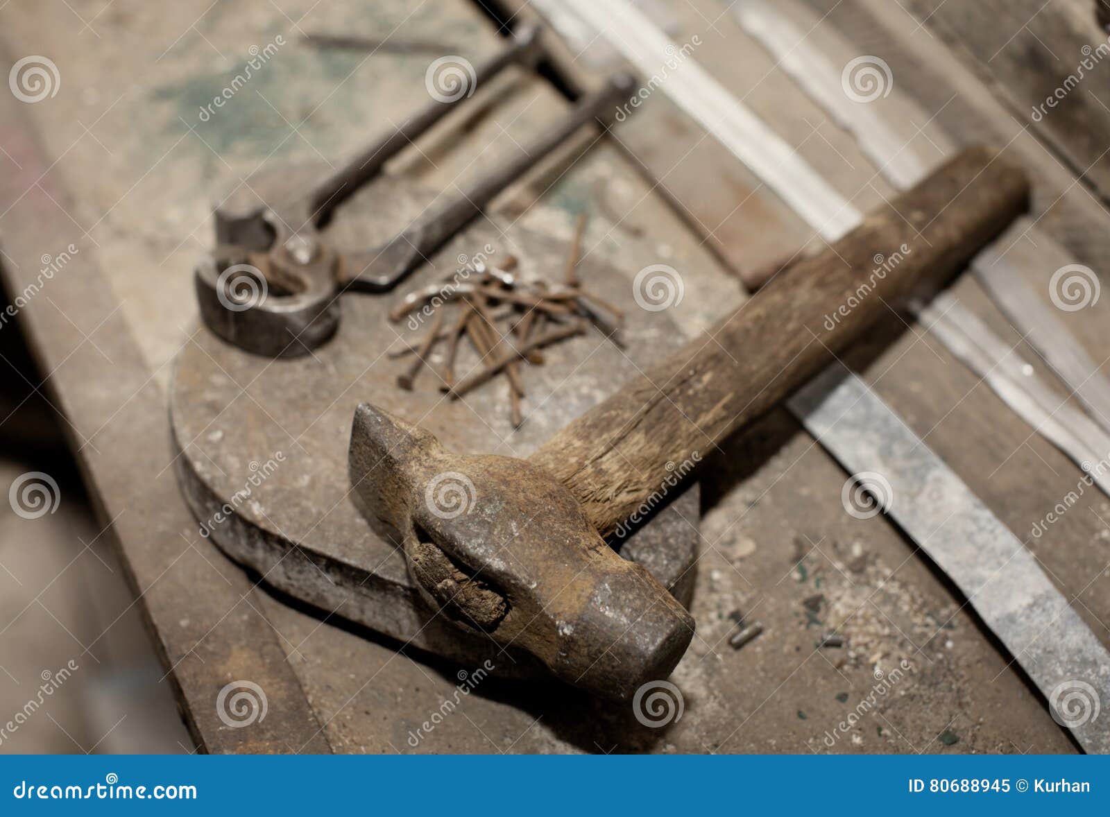 Old construction tools. stock image. Image of tongs, workshop - 80688945