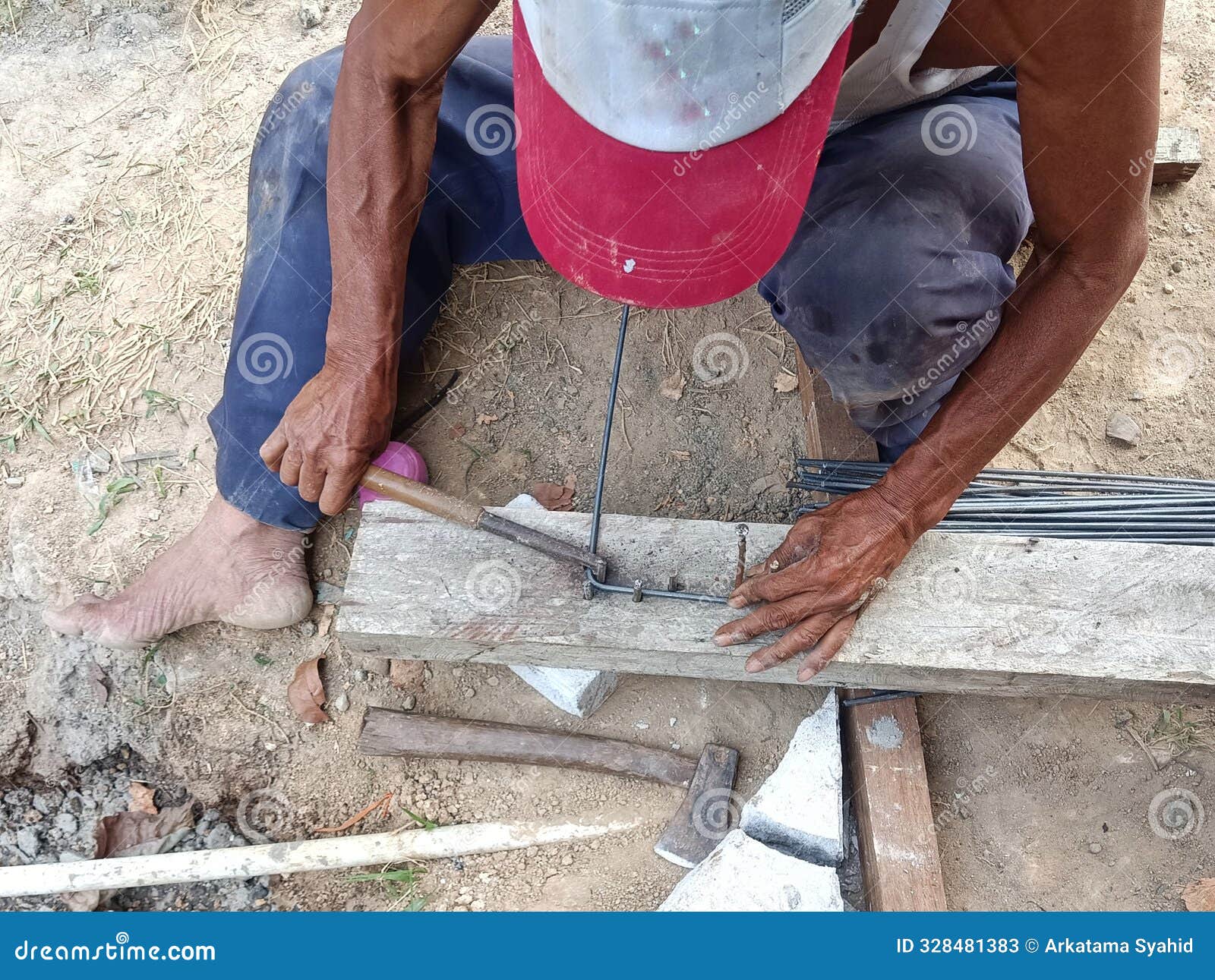 An Old Construction Worker is Working Carry Out Work Stock Image ...