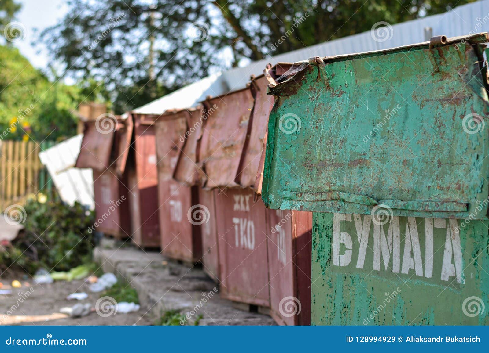 Old Containers for Collecting Garbage on the Street in Russia Stock ...