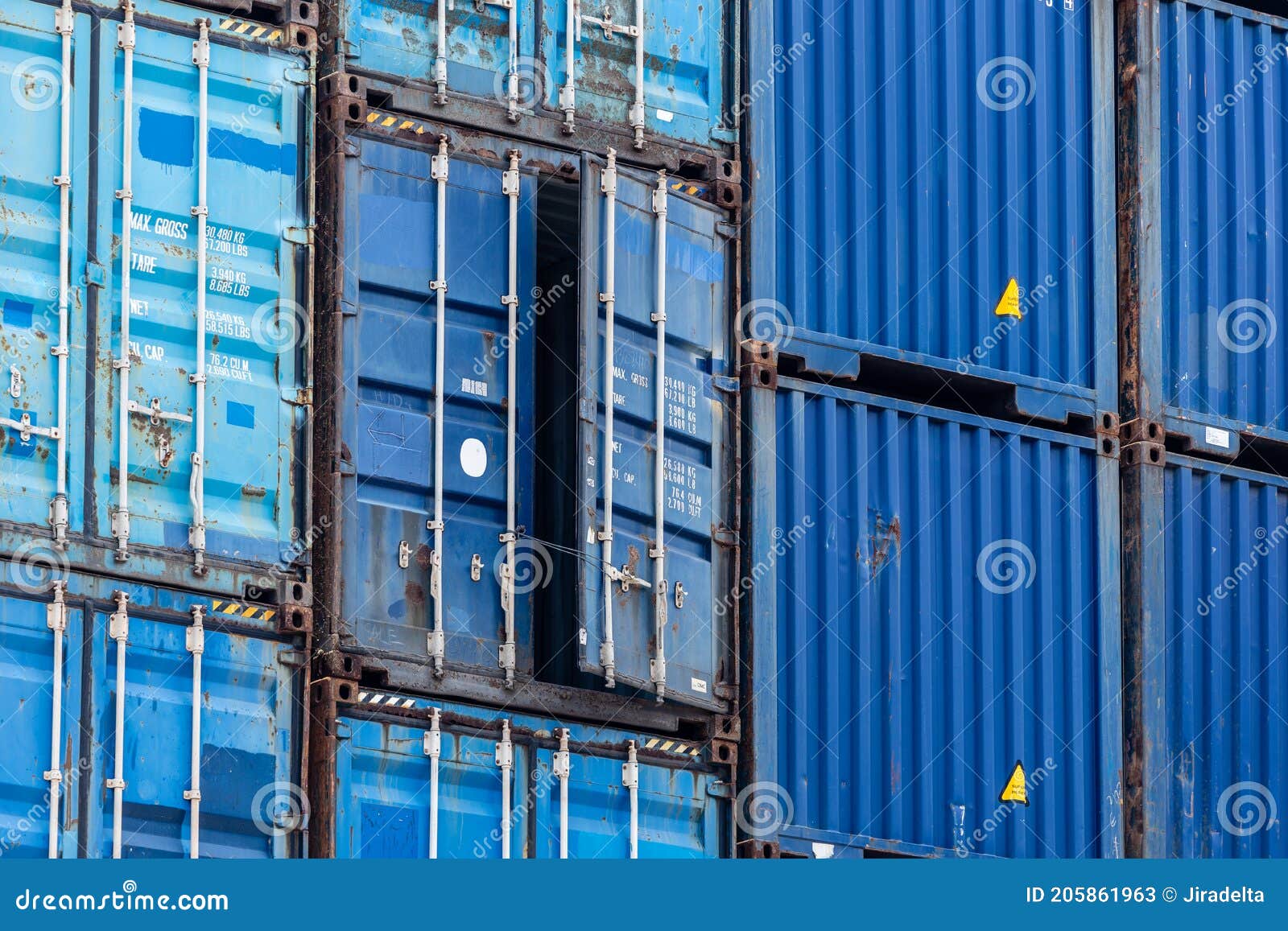 Old Containers Wall in Cargo Container Yard Stock Image - Image of ...