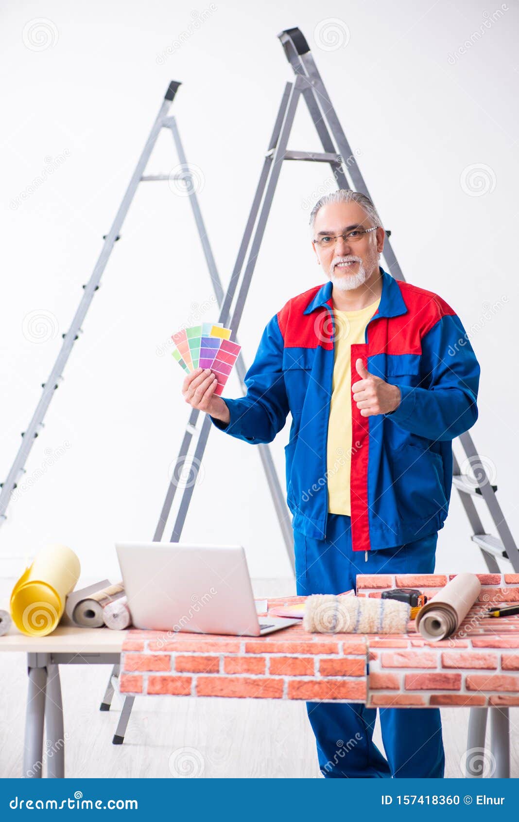 Old Contractor Doing Renovation at Home Stock Photo - Image of ...