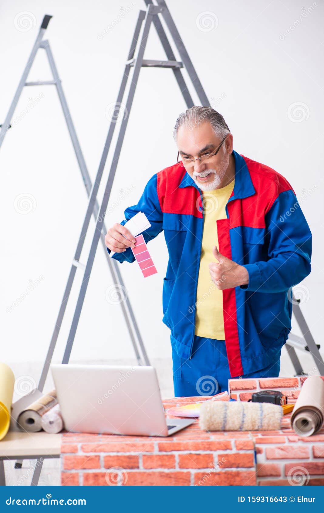 Old Contractor Doing Renovation at Home Stock Image - Image of ...