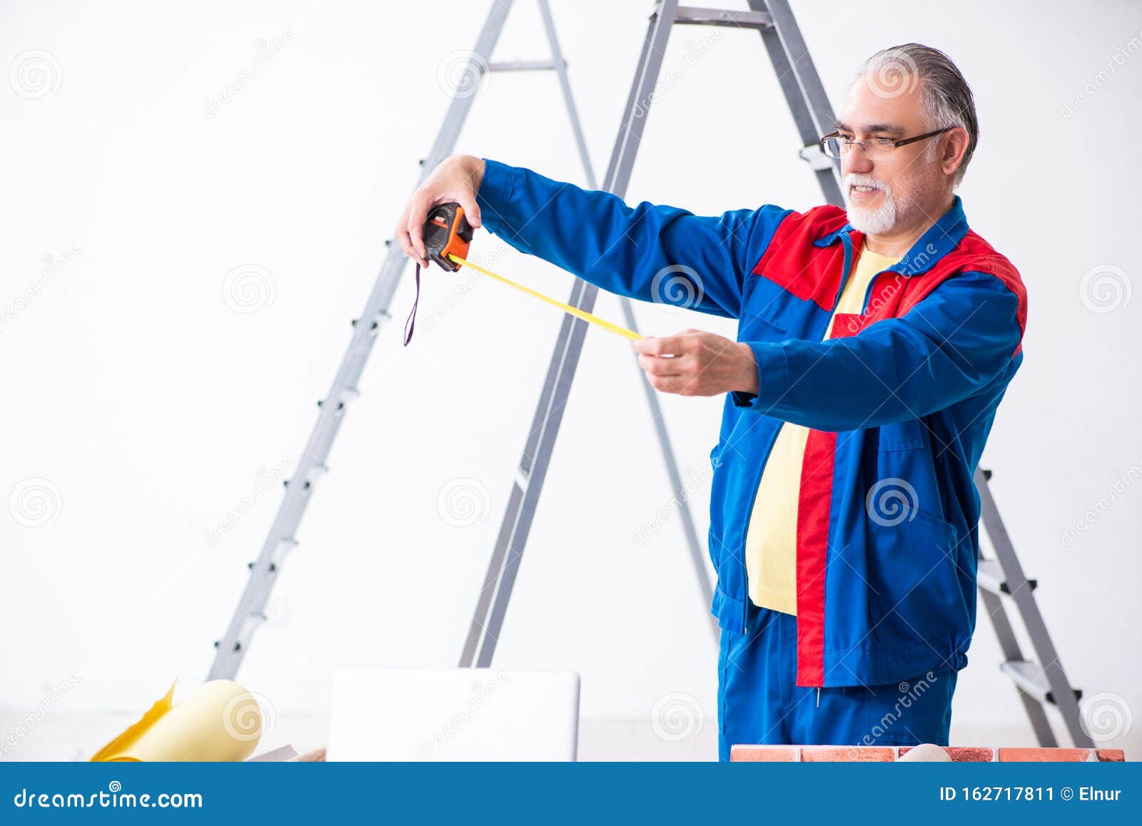 Old Contractor Doing Renovation at Home Stock Image - Image of ...