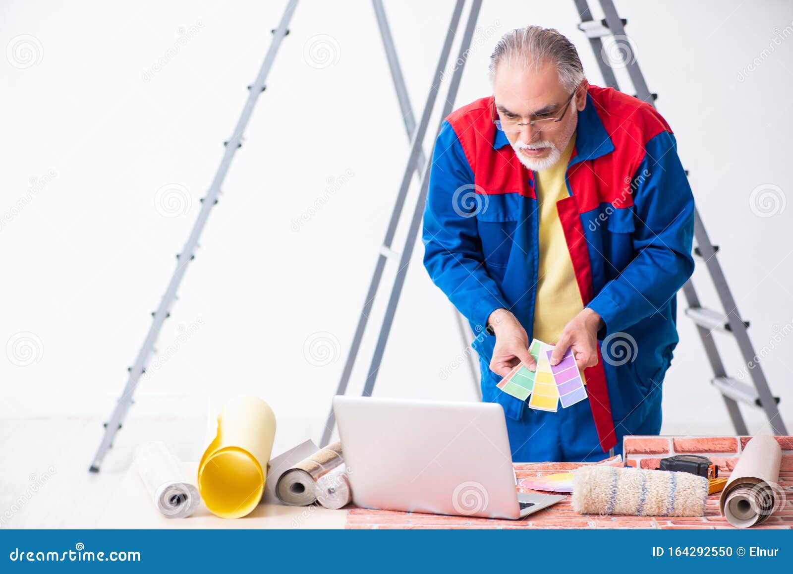 Old Contractor Doing Renovation at Home Stock Photo - Image of ...