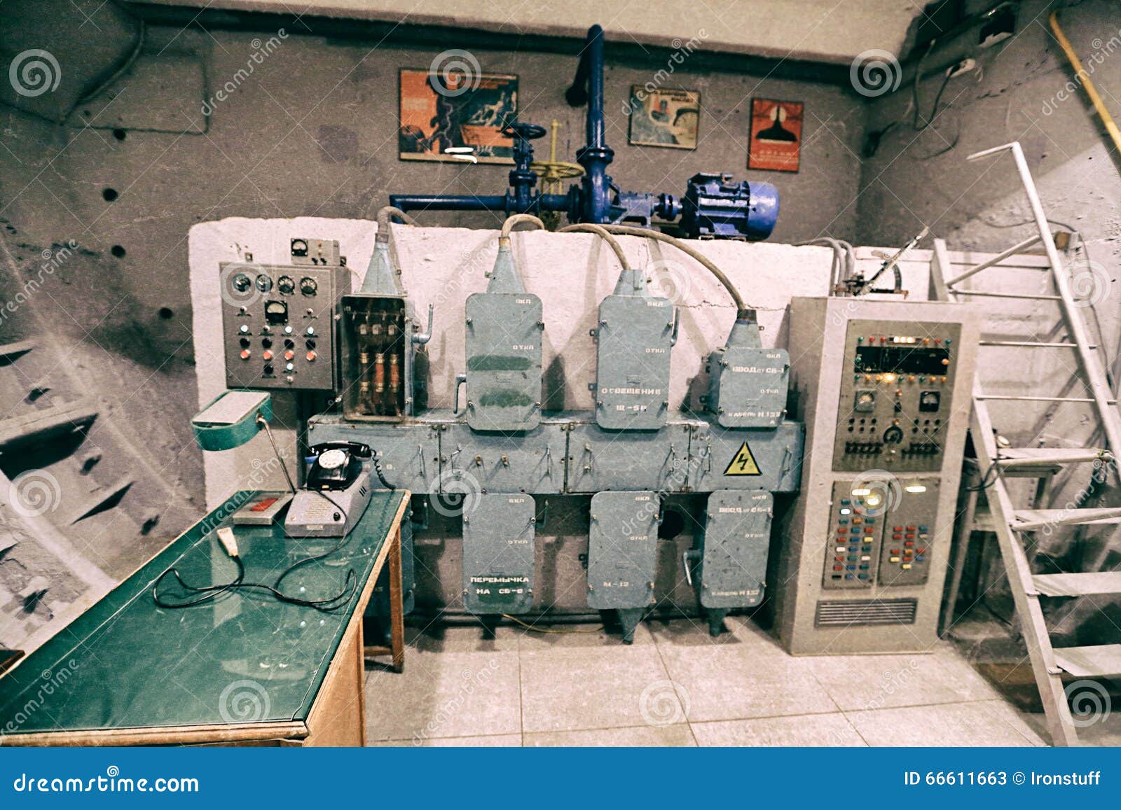 The Old Control Equipment in the Bomb Shelter Stock Image - Image of ...