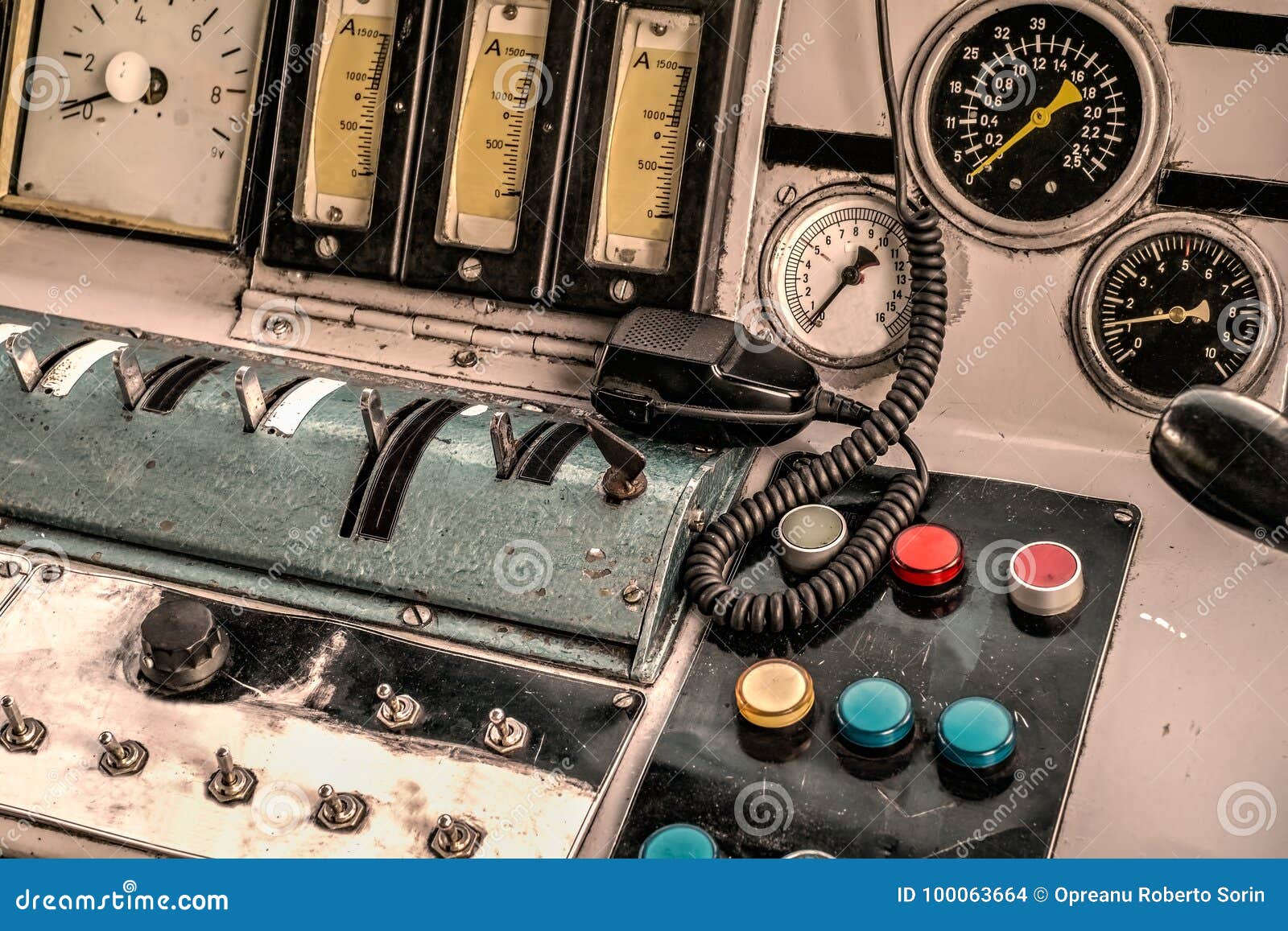 Old Control Panel and Comunication Stock Photo - Image of knob ...