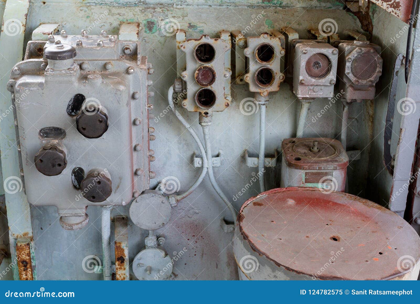 The Old Control Panel on the Old Ship. Stock Image - Image of fuse ...