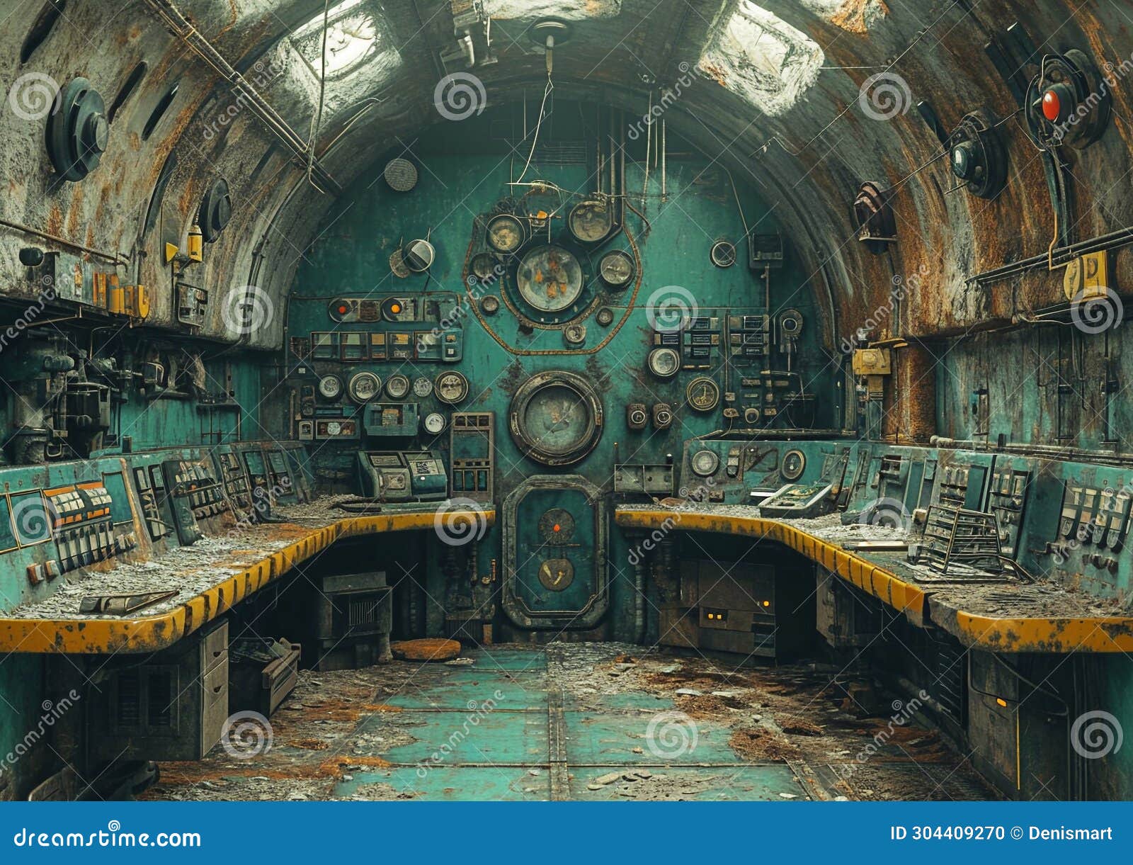 Old Control Unit of Destroyed Nuclear Power Plant.Macro.AI Generative ...
